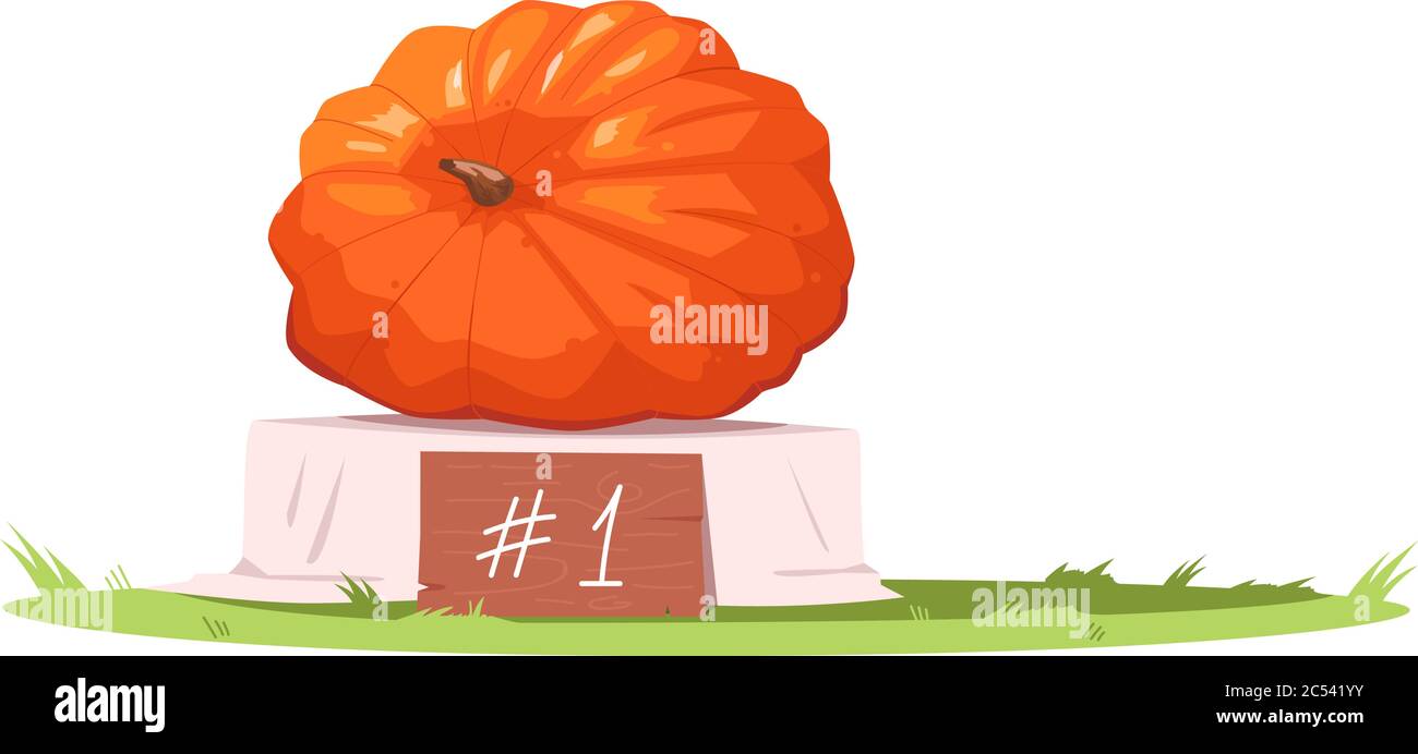First place pumpkin semi flat RGB color vector illustration Stock ...