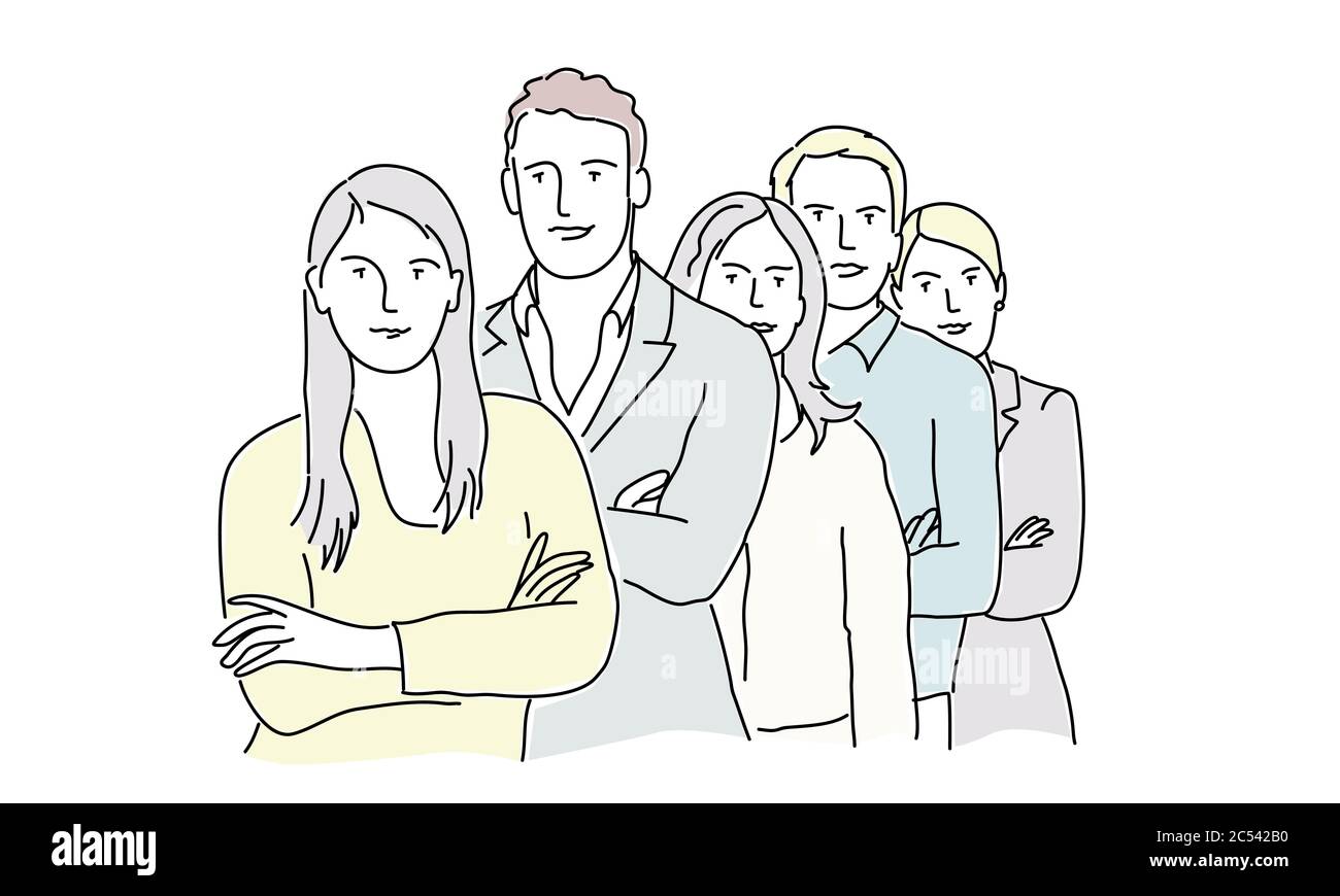 Hand drawn vector illustration. of business people Stock Vector Image ...