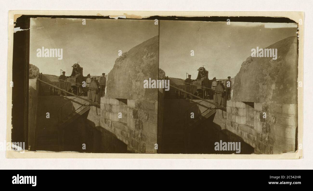 In a Russian fort during the great siege - marks of Japanese shells at ...