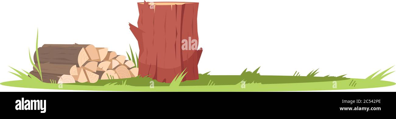 Log stack semi flat RGB color vector illustration Stock Vector Image ...