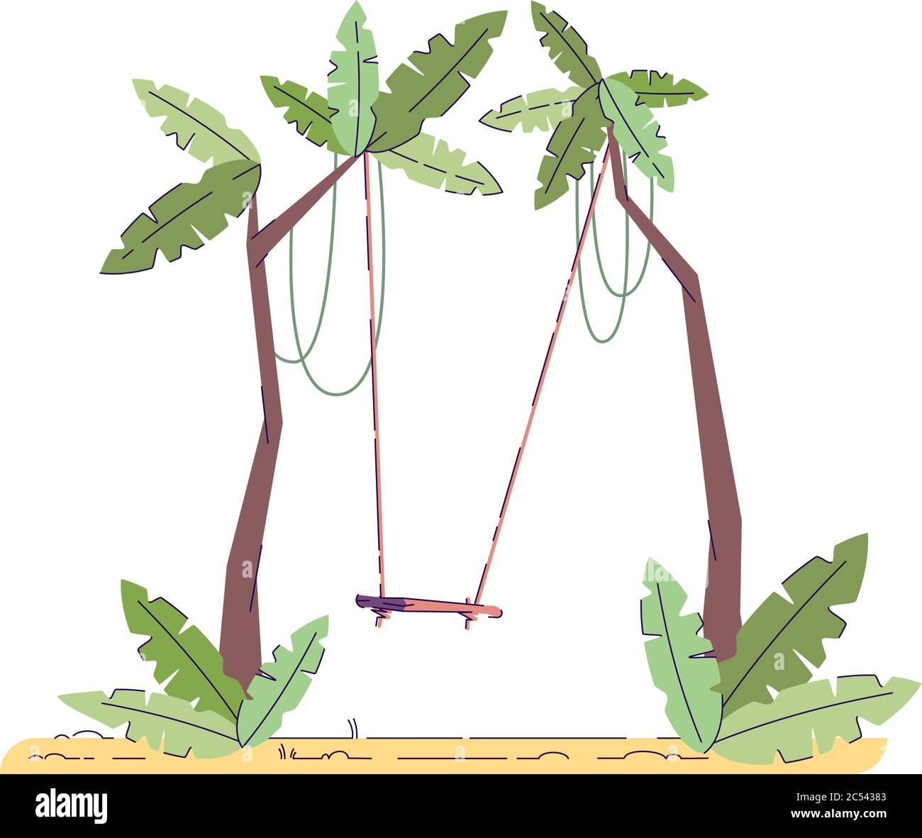 Jungle entertainment semi flat RGB color vector illustration Stock ...