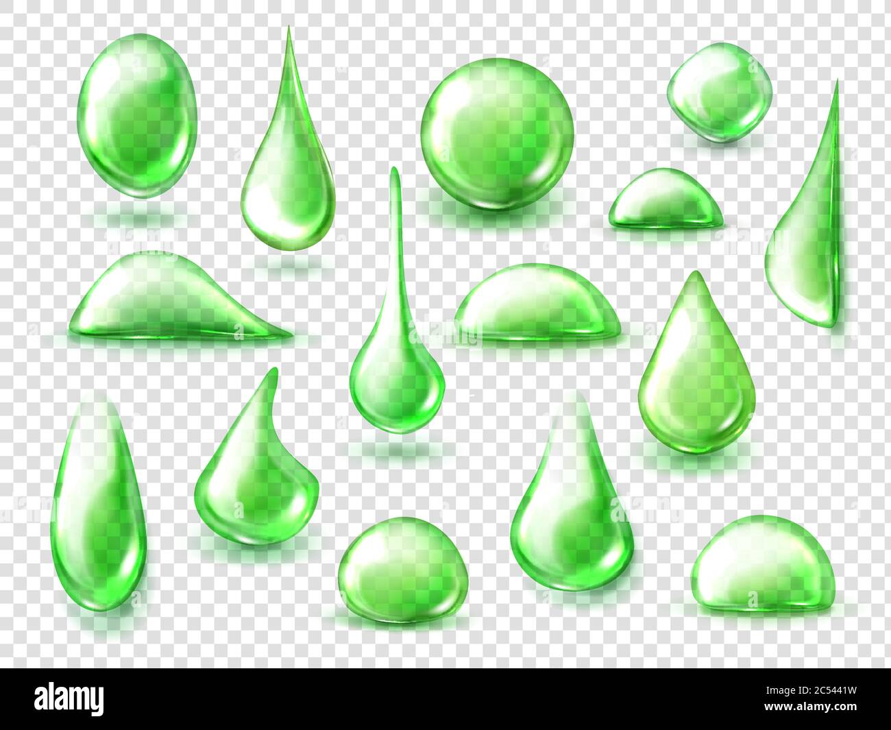 Green drops of water, lime juice, herbal tea or slime liquid drips ...