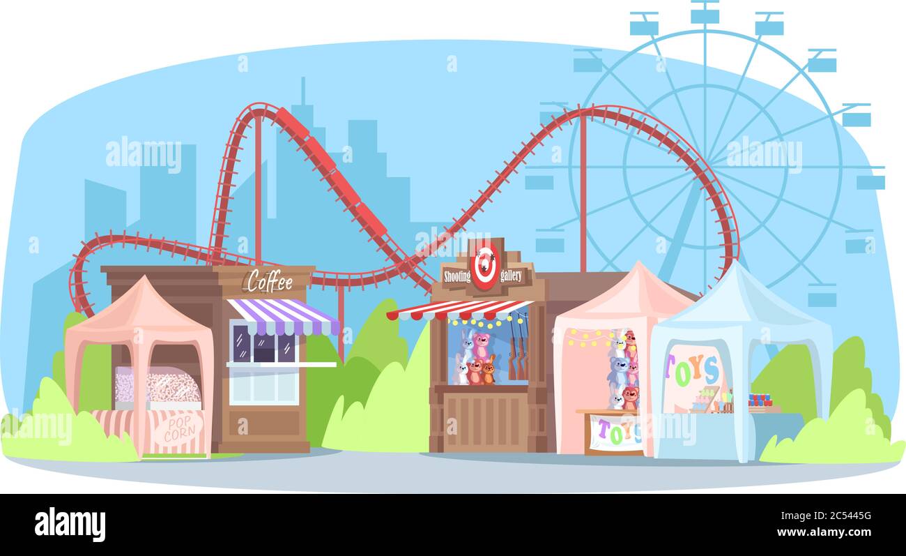 Empty street fair semi flat vector illustration Stock Vector Image ...