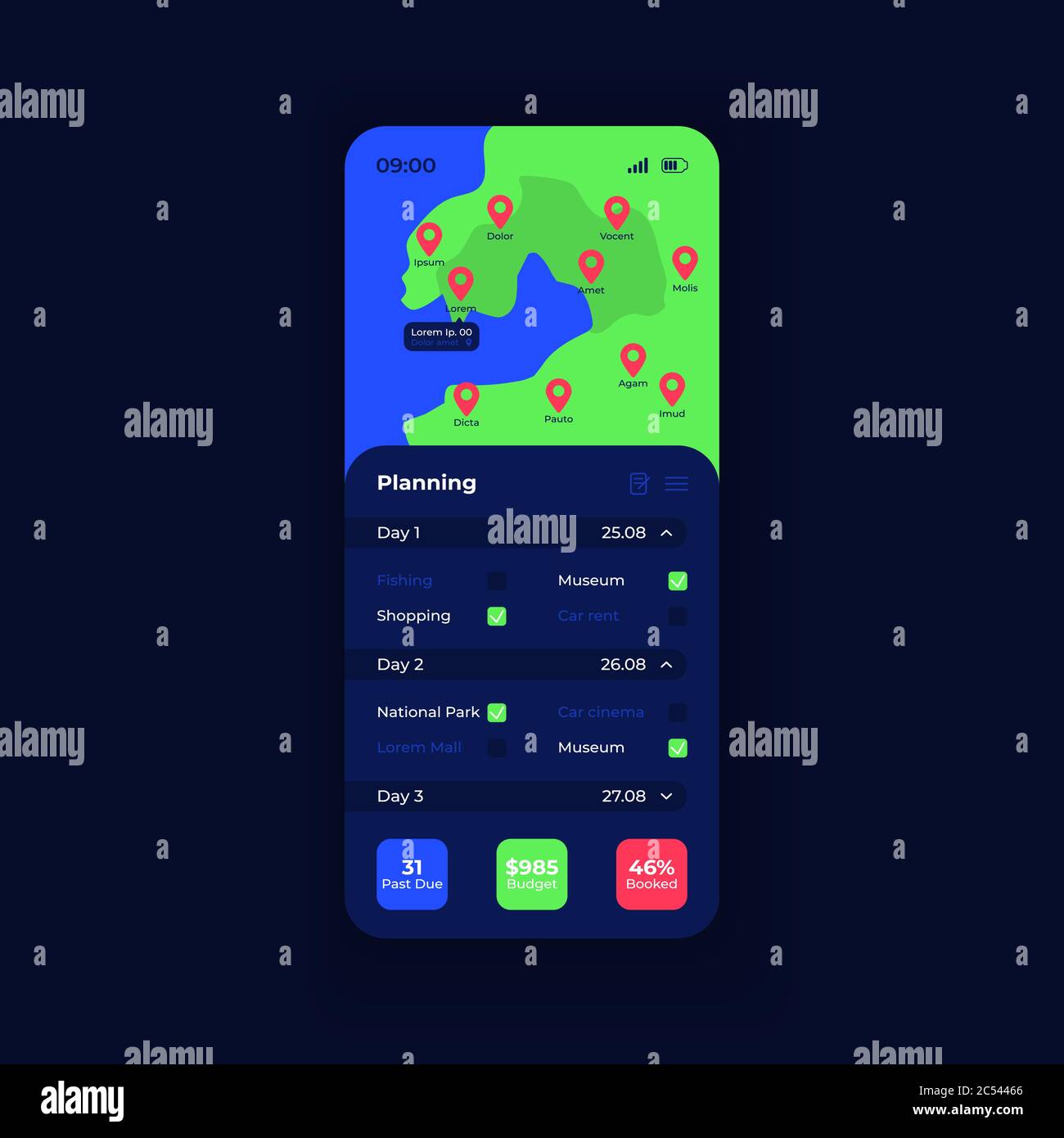 Travel management app smartphone interface vector template Stock Vector ...