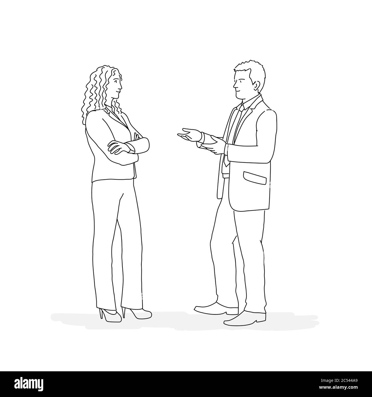 Man and woman are talking. Line drawing vector illustration Stock ...