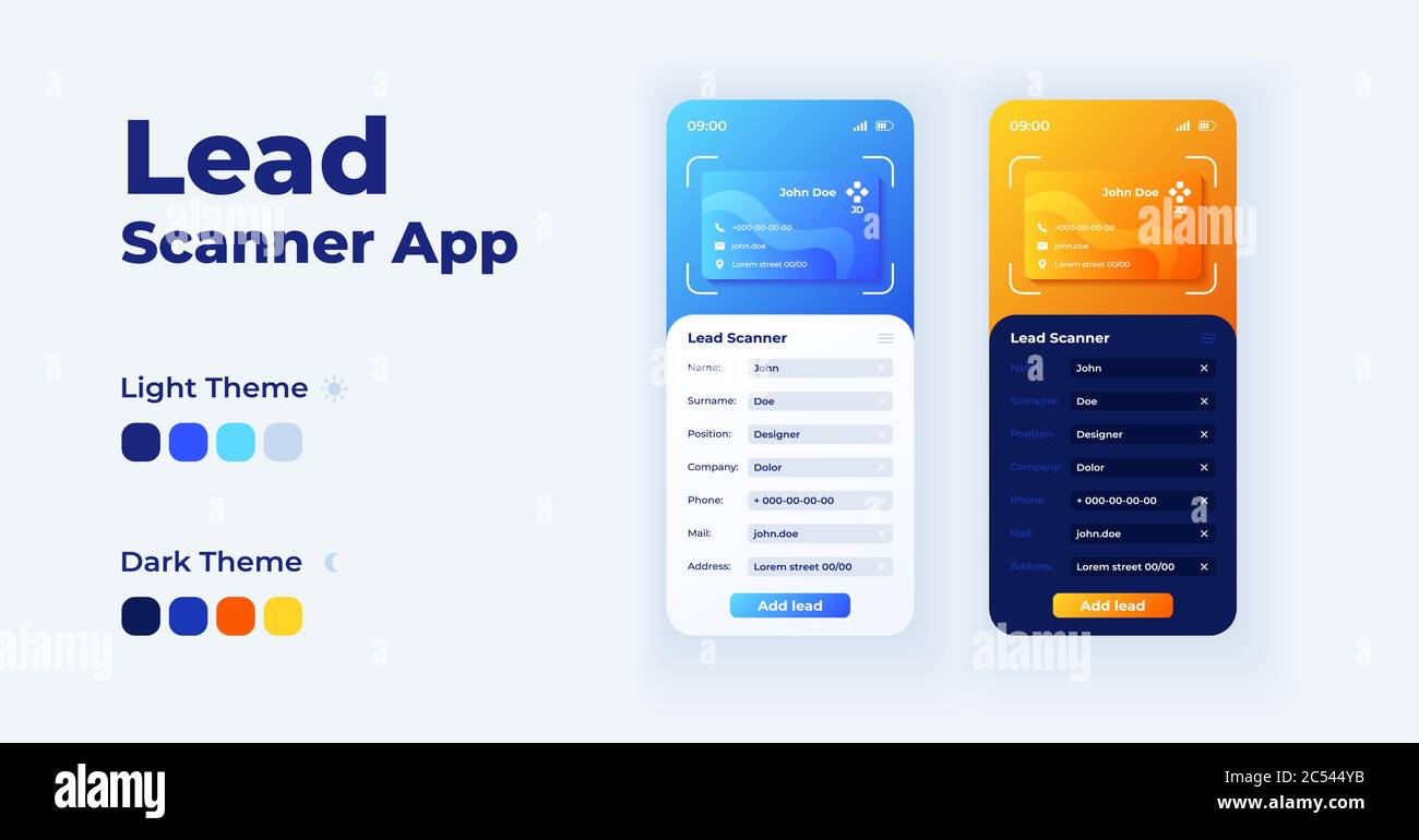 Lead scanner smartphone interface vector templates set Stock Vector ...