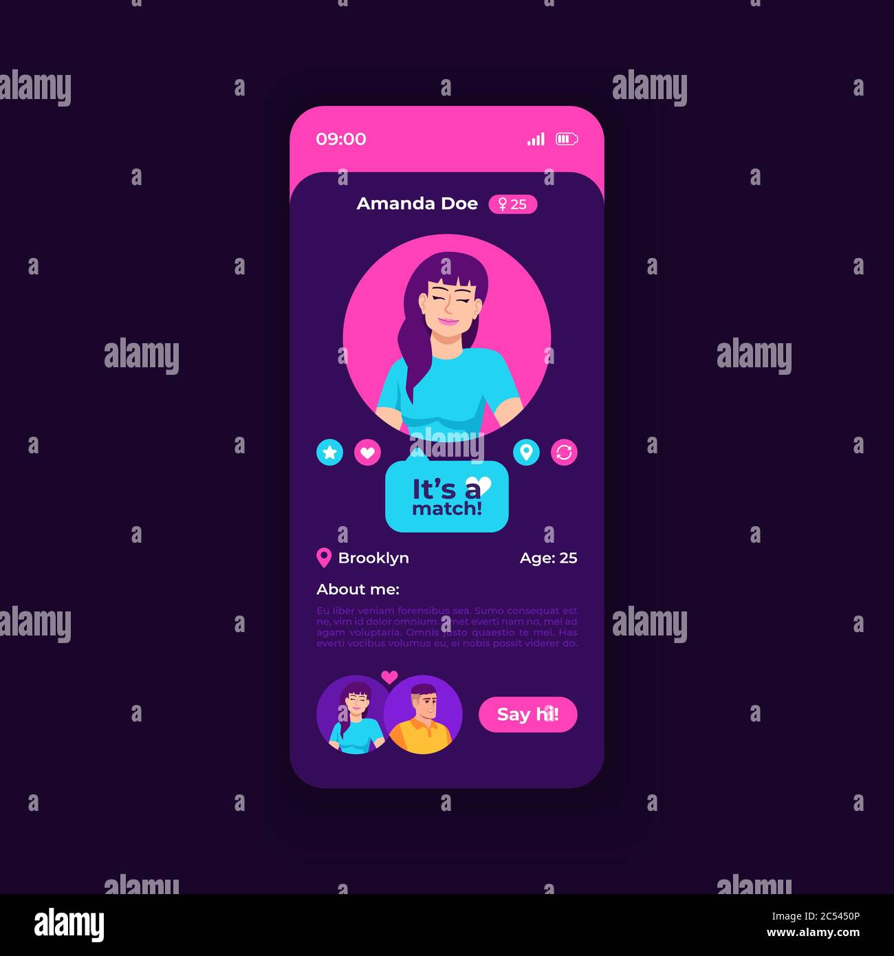 Dating app smartphone interface vector template Stock Vector Image ...