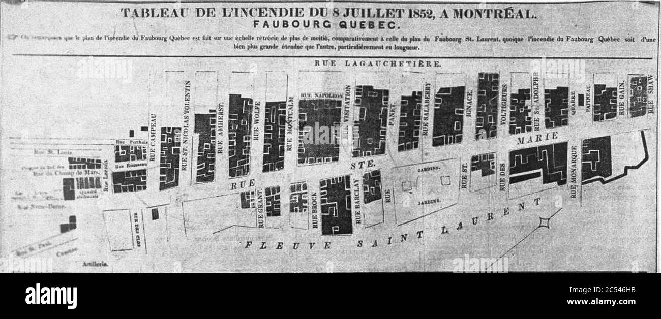 Incendie du faubourg Quebec en 1852 Stock Photo - Alamy