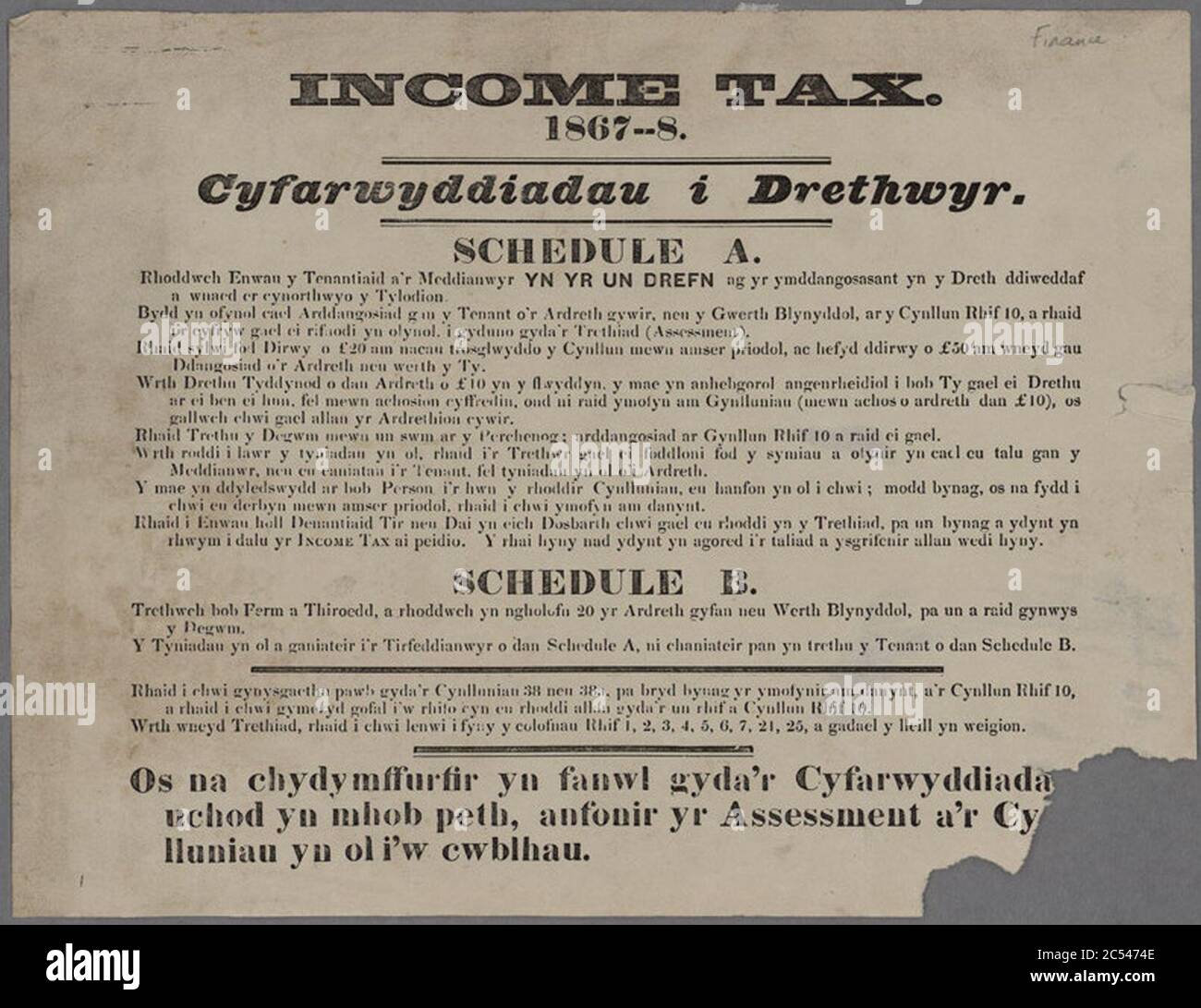 Income Tax 1867--8 Stock Photo - Alamy