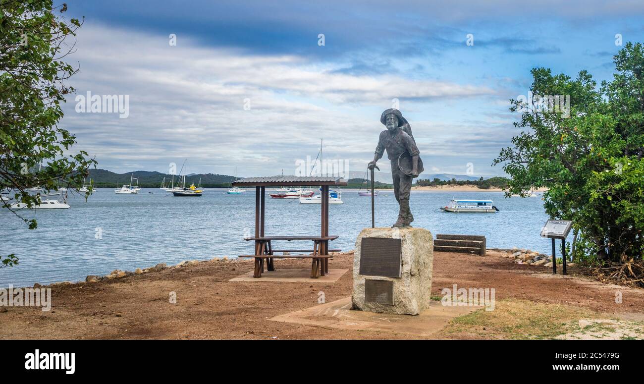 Miner Monument on the banks of Endeavour River commemorating the ...