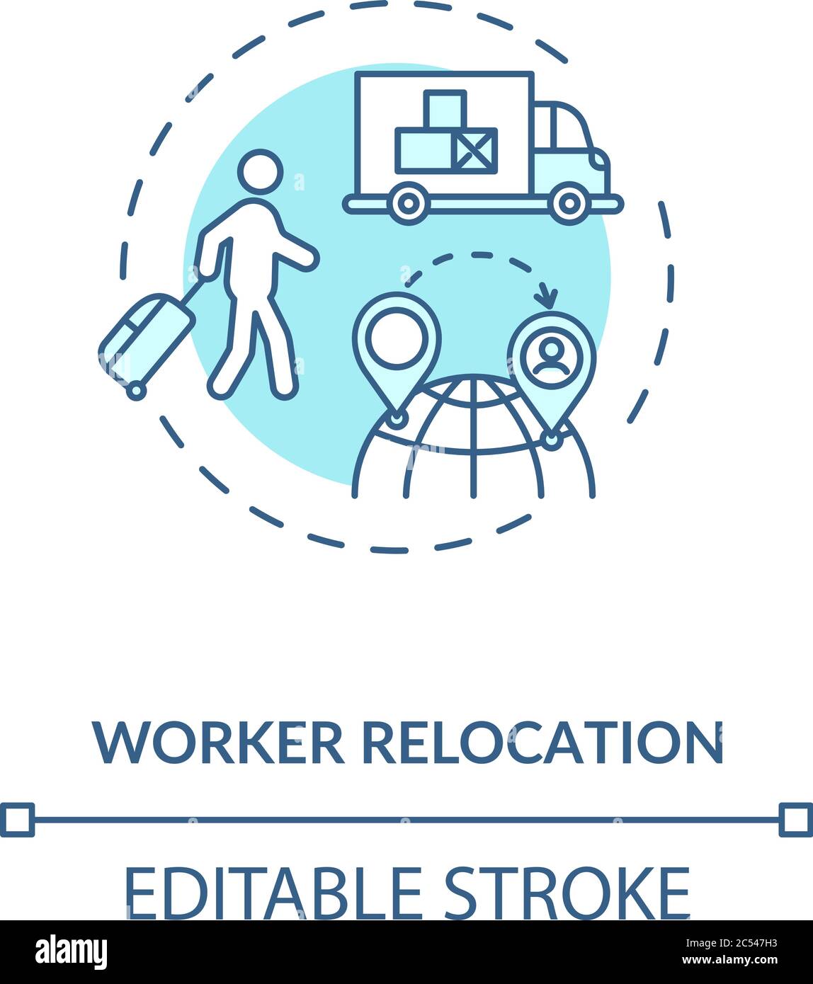 Worker relocation turquoise concept icon Stock Vector Image & Art - Alamy