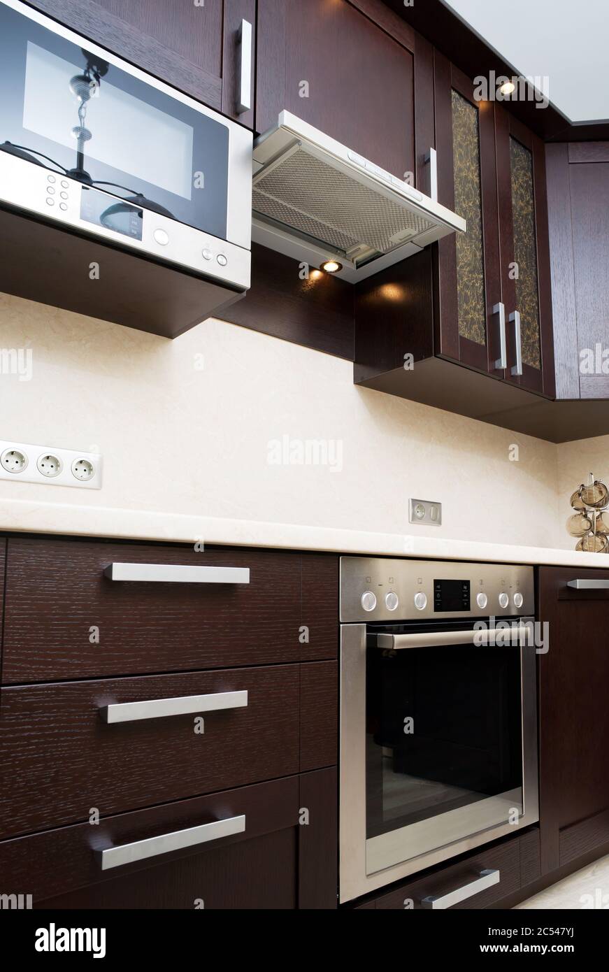 Interior of the modern kitchen. Electric equipment of the kitchen ...