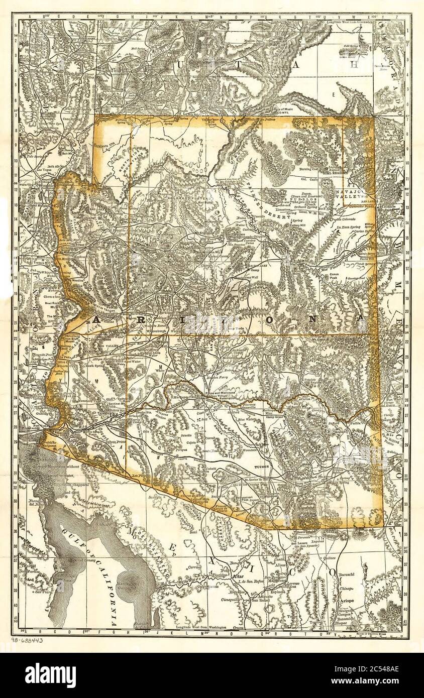 Indexed map of Arizona showing the stage lines, counties, lakes ...