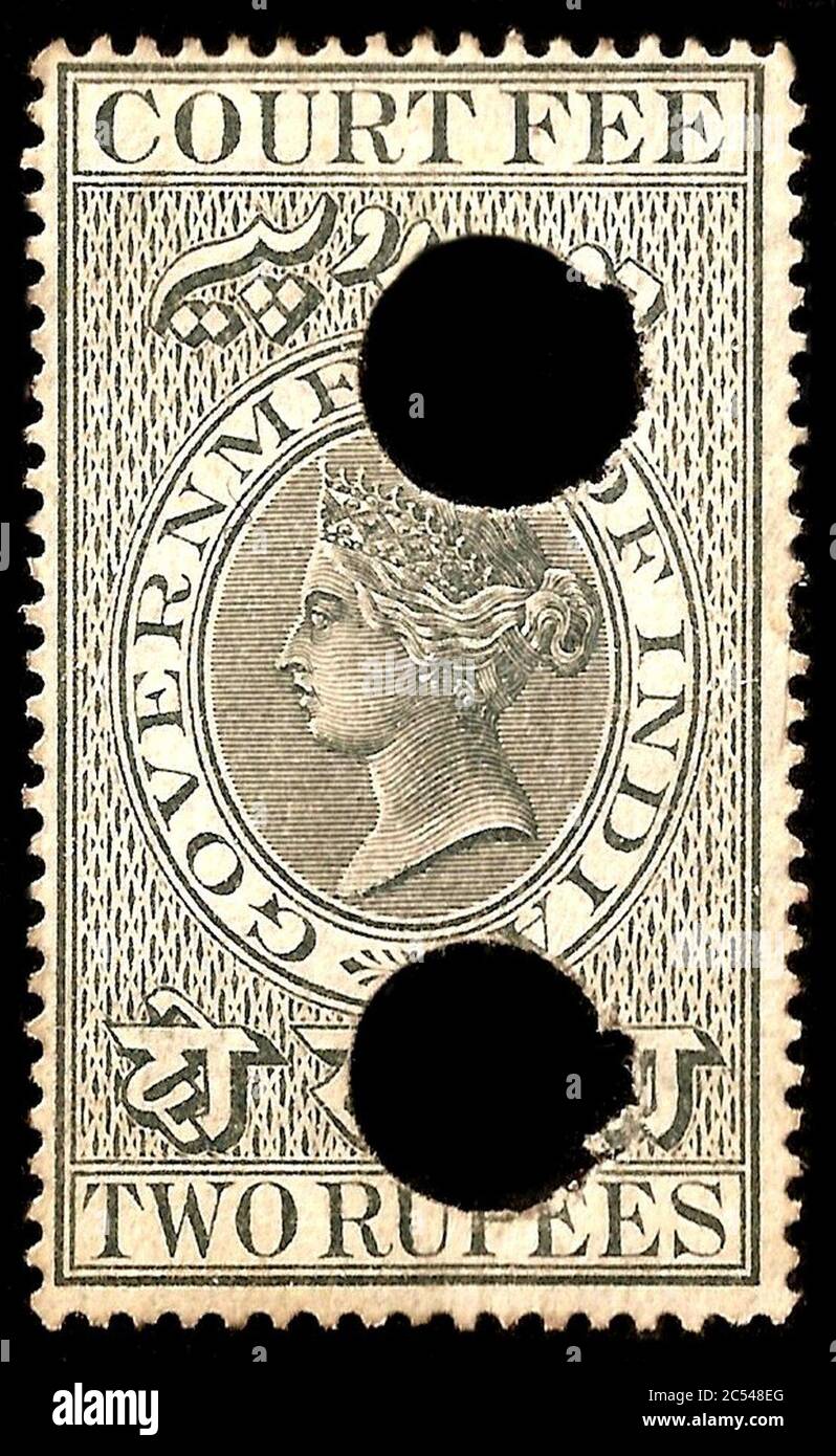 India 1875 Court Fees revenue stamp Stock Photo - Alamy