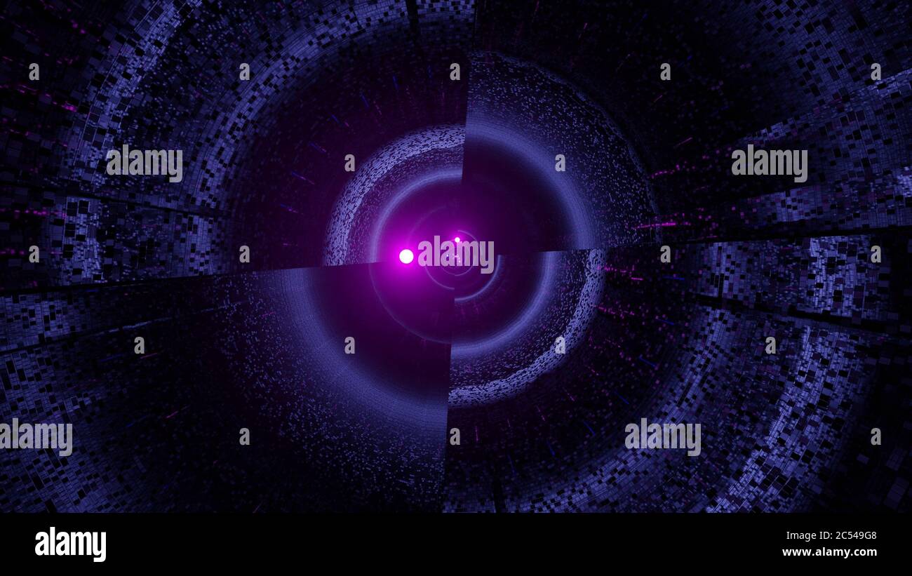 3D rendering of a cosmic circle displaced into four parts Stock Photo ...