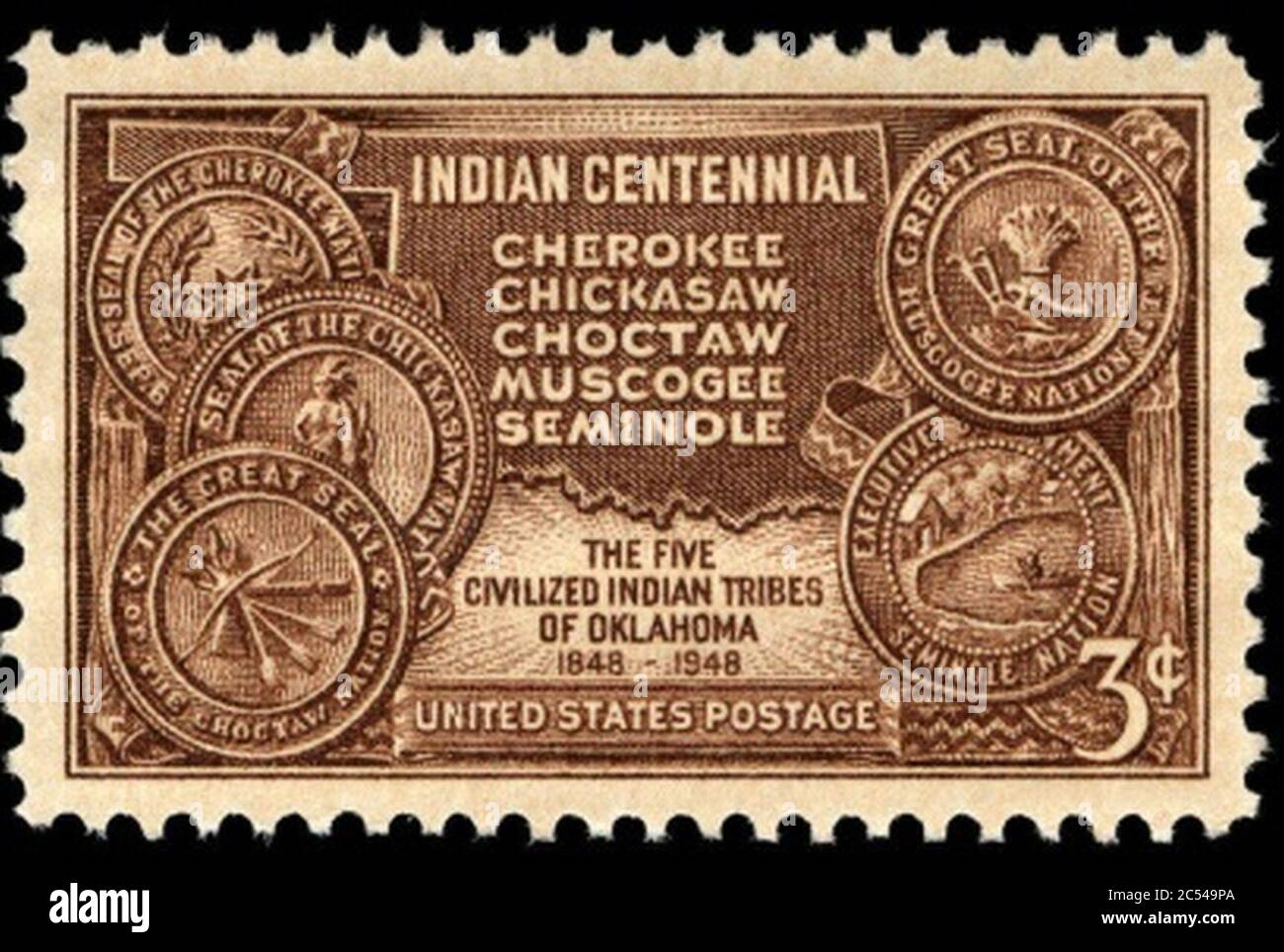 Indian centennial (Oklahoma) 1948 U.S. stamp.1 Stock Photo - Alamy