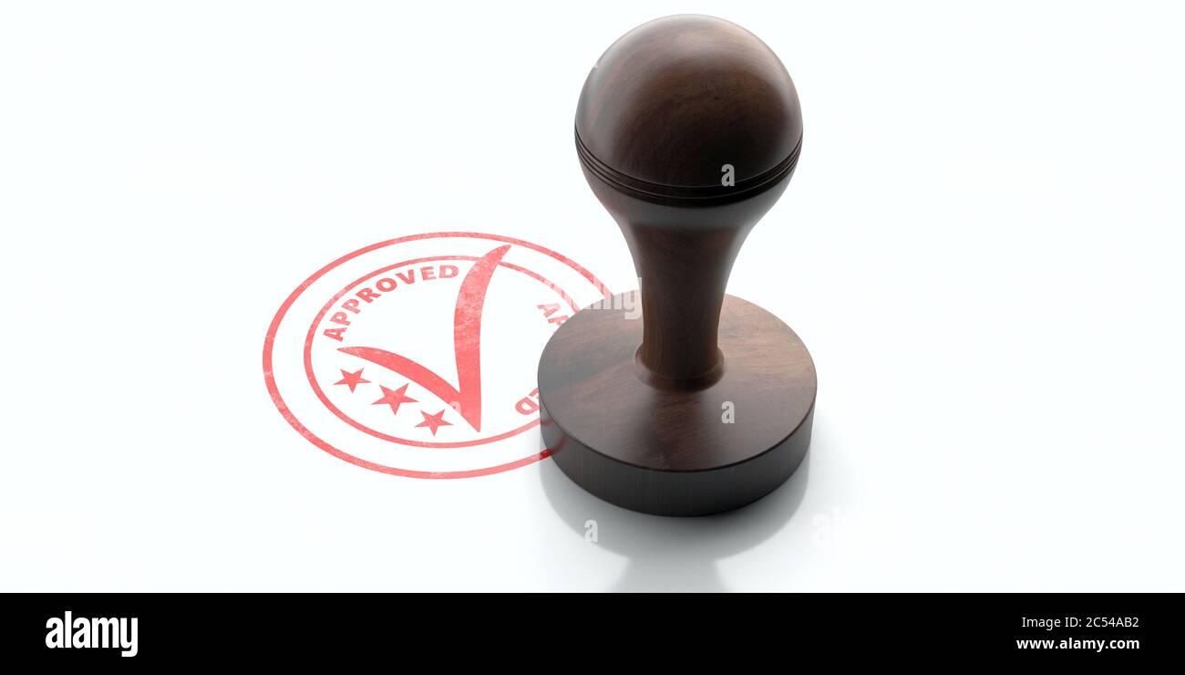 Approved Stamp Wooden Round Rubber Stamper And Stamp With Text