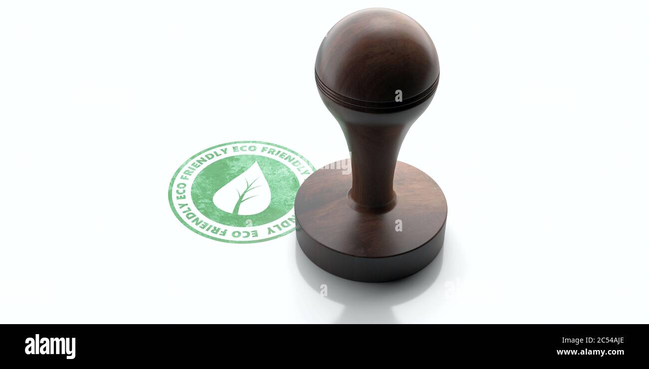 ECO FRIENDLY stamp. Wooden round rubber stamper and stamp with text eco ...