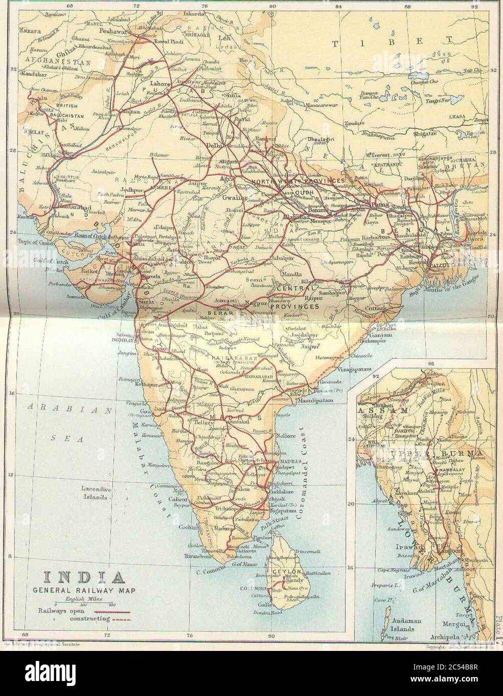 Indian Railway network 1893 Stock Photo - Alamy