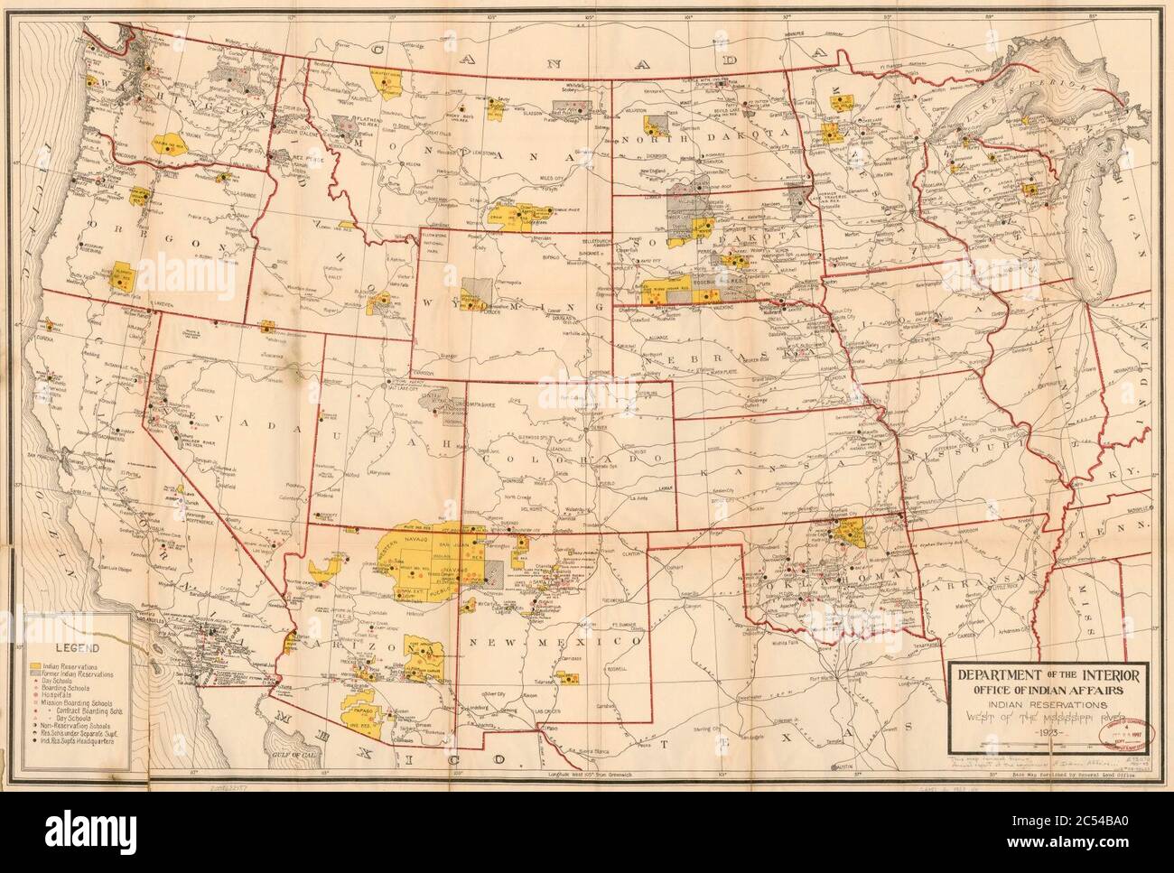 Indian reservations west of the Mississippi River Stock Photo - Alamy