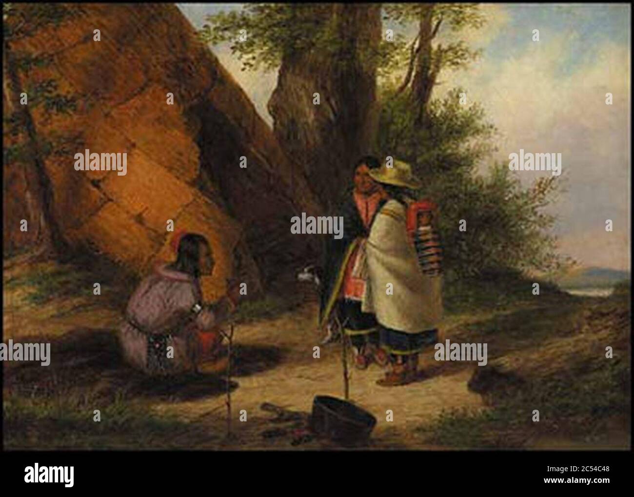Indians Meeting by a Teepee oil painting by Cornelius Krieghoff c. 1850 ...