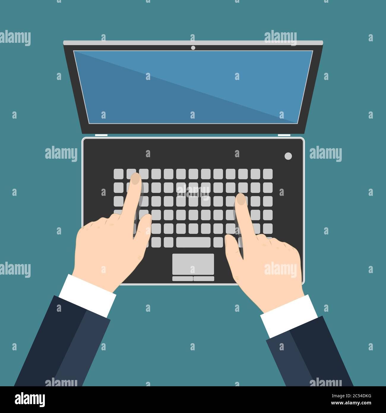 Hand on laptop keyboard with blank screen monitor Stock Vector Image ...