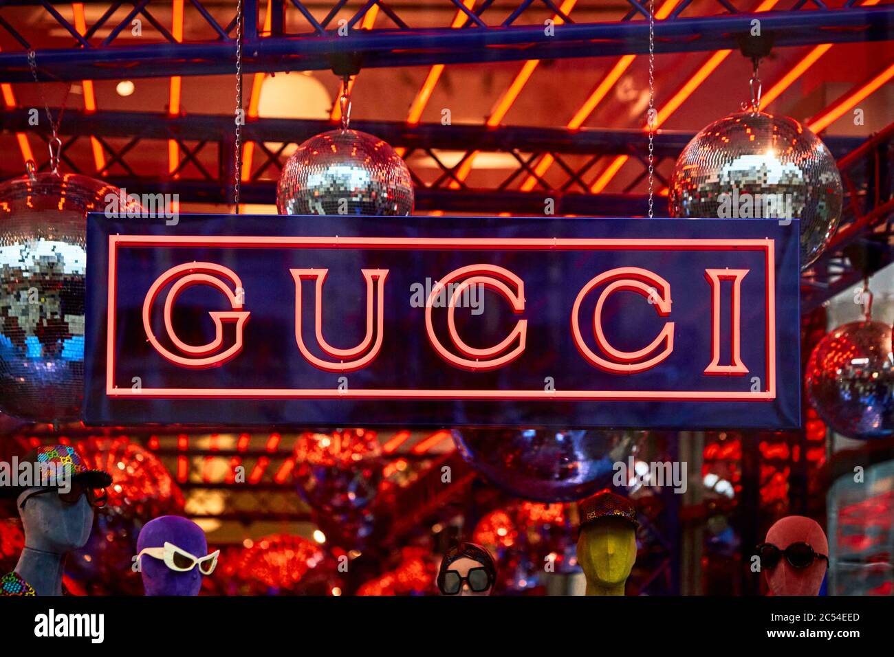Gucci window display in Selfridges on Oxford Street, London Stock Photo ...