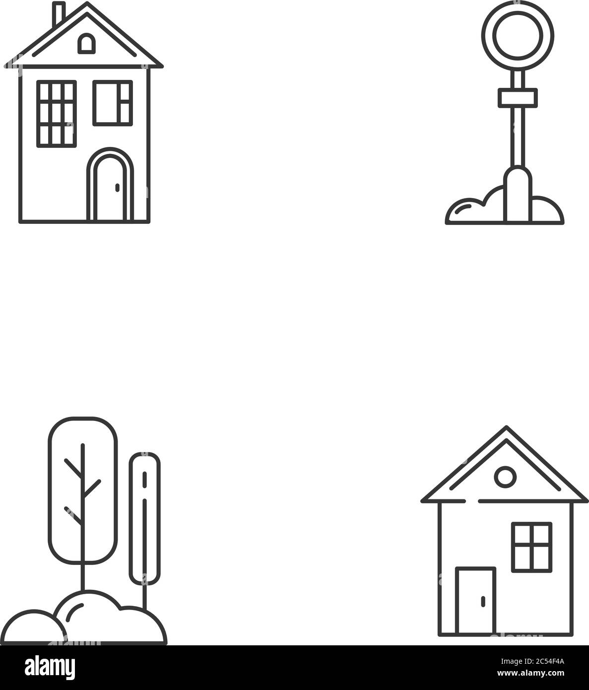 Suburban life linear icons set Stock Vector Image & Art - Alamy