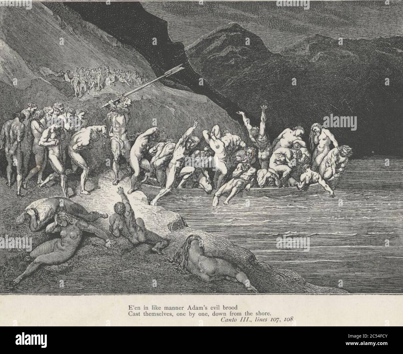 Inferno Canto 3 Charon strikes lines 107-108 Stock Photo - Alamy