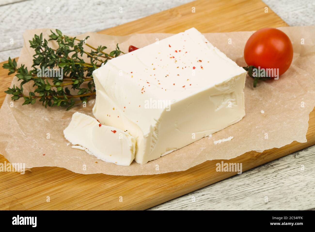 Traditional Feta Cheese served thyme Stock Photo - Alamy