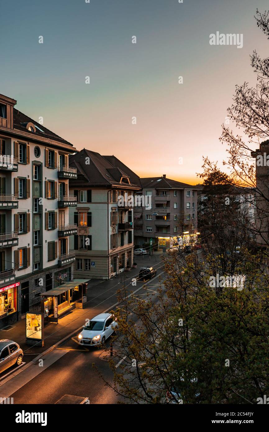 Beautiful sunset in Lausanne, Switzerland Stock Photo - Alamy