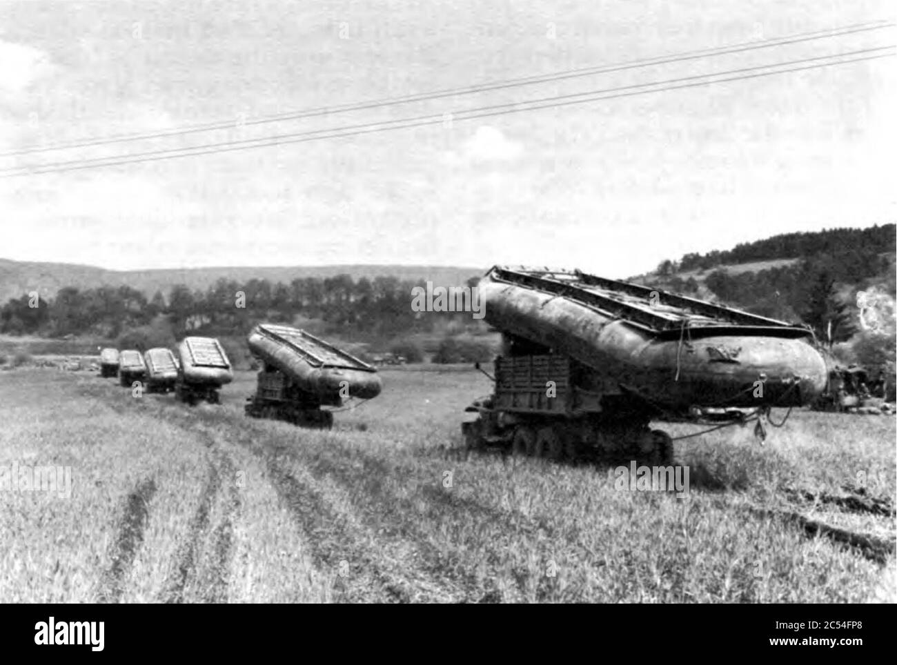 Inflatable pontons headed for the Danube in Germany, April 1945 Stock ...