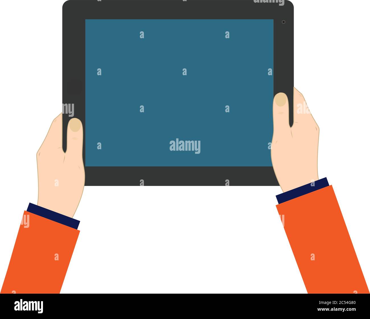 hand holding hi-tech computer communication device. eps 10 vector ...