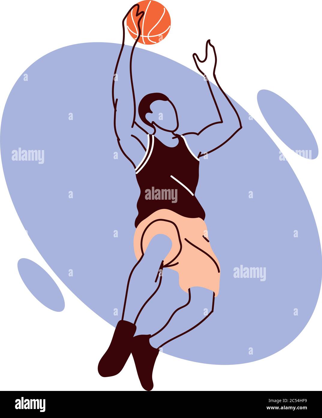 Player man with ball jumping design, Basketball sport hobby competition ...