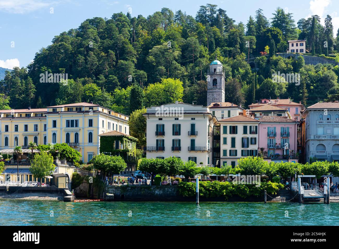 Picturesque landscape of famous lake Como and small tourist city of ...