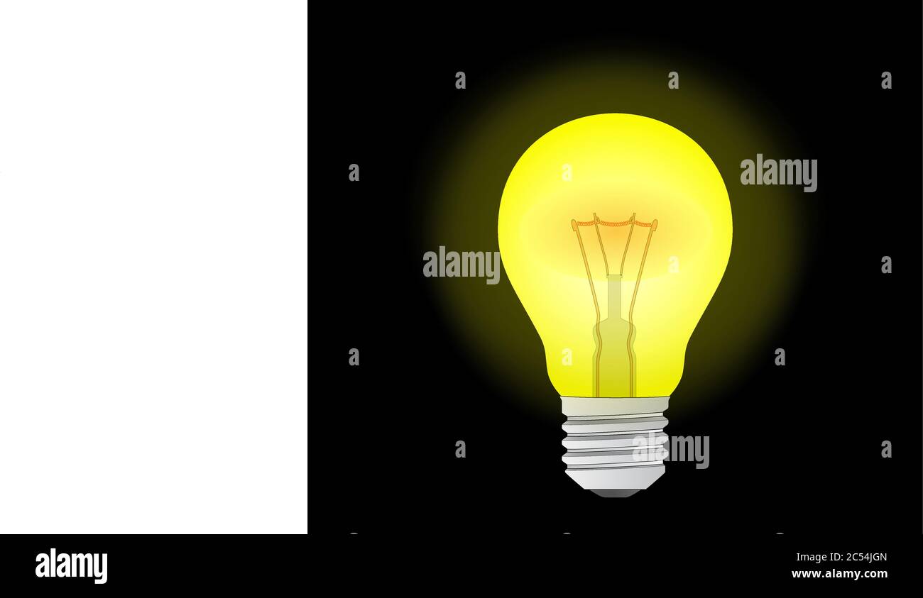 glowing yellow light bulb as inspiration concept Stock Vector Image ...