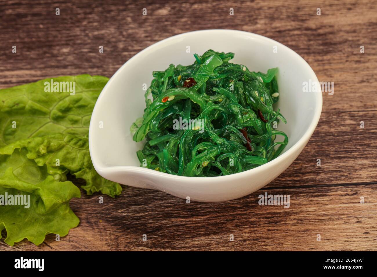 Green Chuka Seaweed Salad Isolated on White Background Top View. Wakame ...