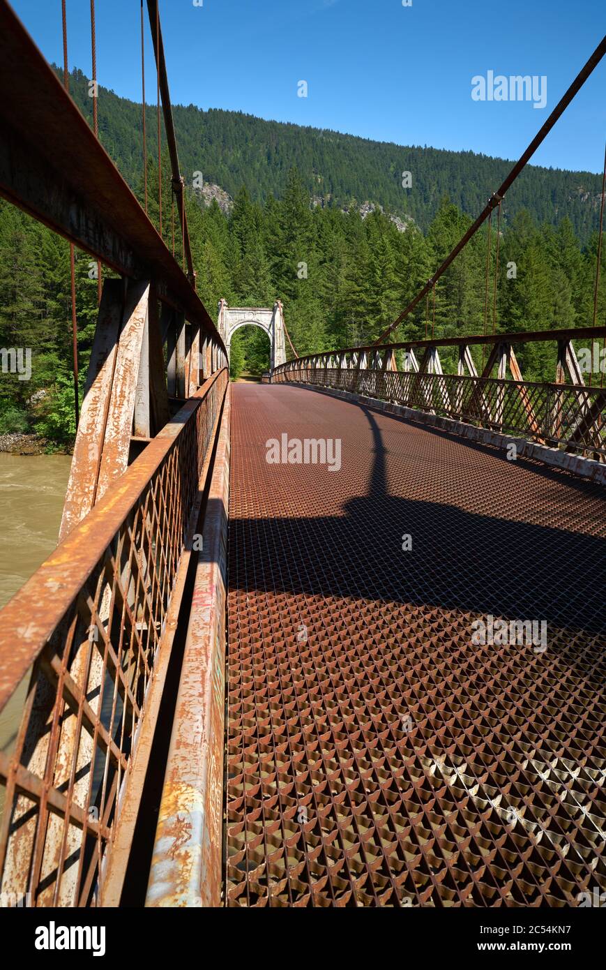 Historic Alexandra Bridge Boston Bar BC. The deck of the abandoned ...