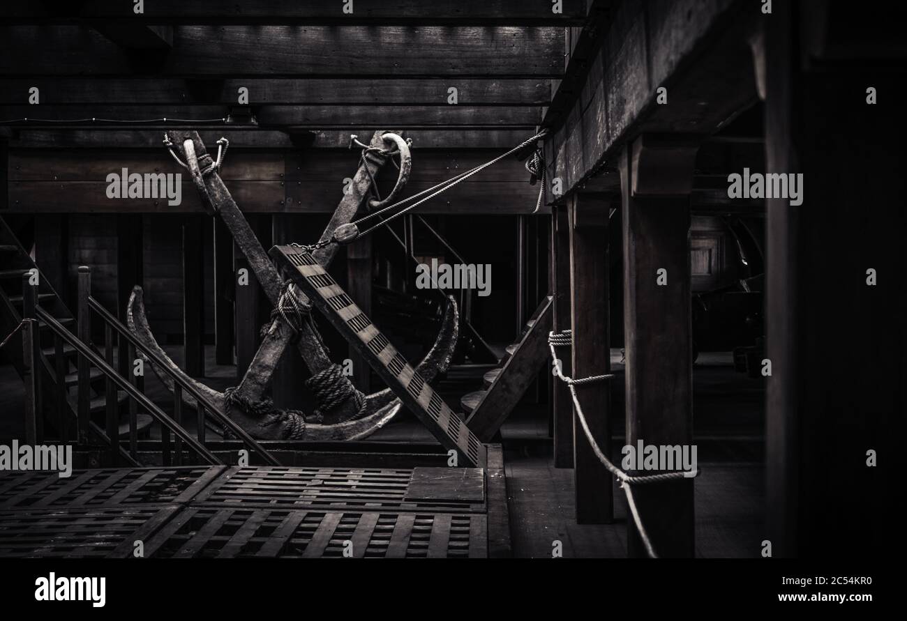 Vintage wooden sailing ship inside hi-res stock photography and images ...