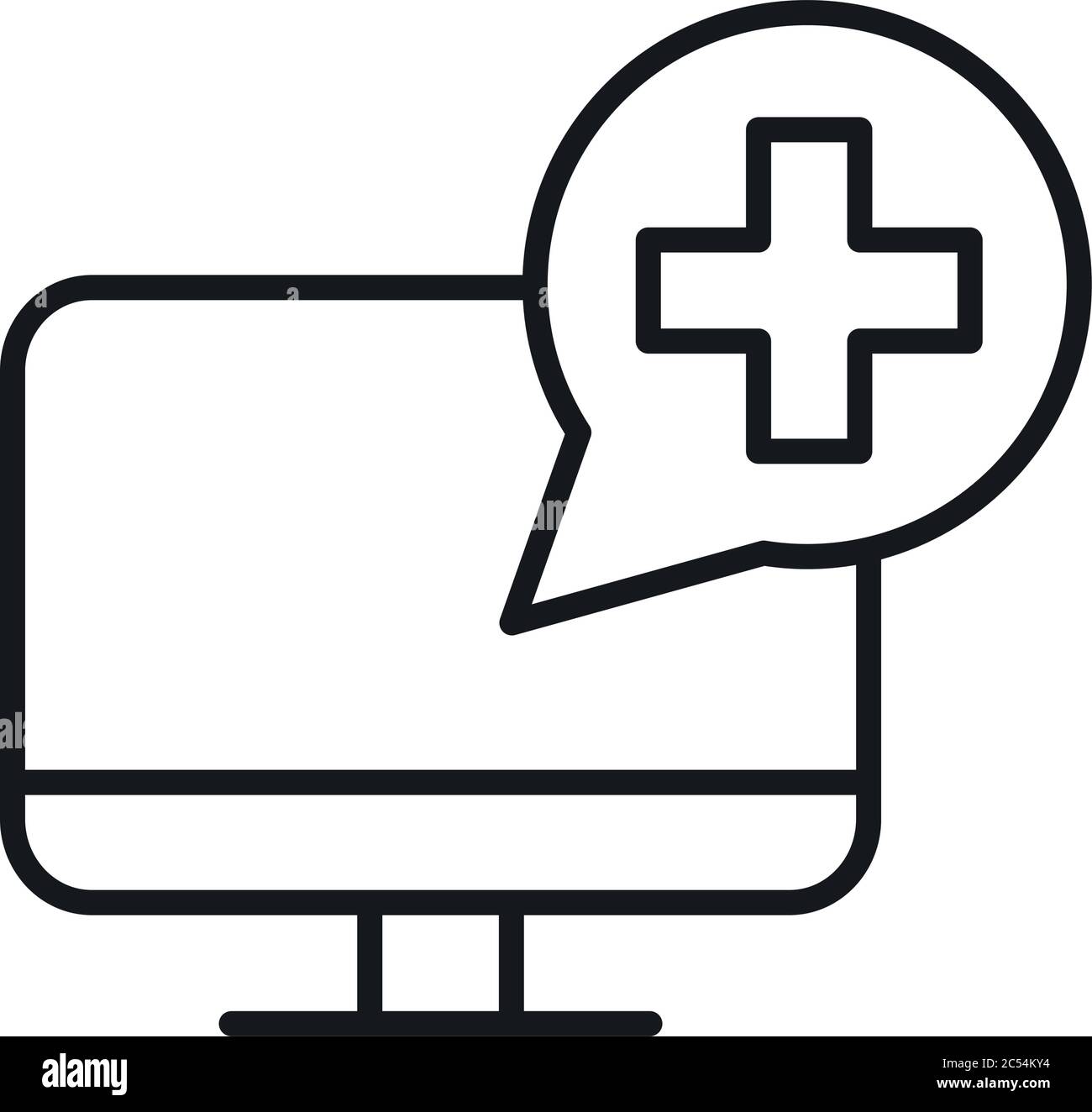 computer medical support app healthcare hospital pictogram line style ...