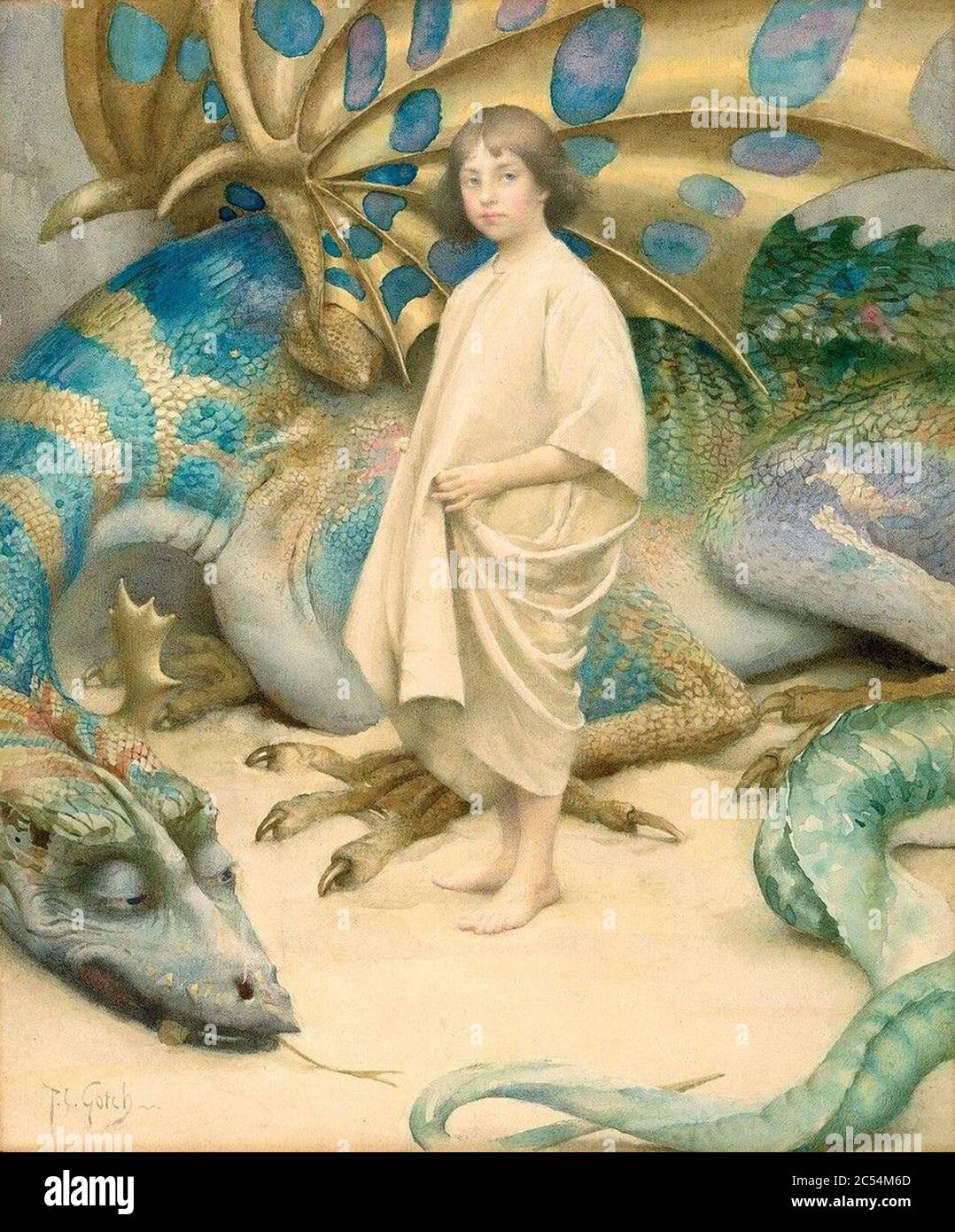 Innocence, c 1904, watercolour by Thomas Cooper Gotch Stock Photo - Alamy