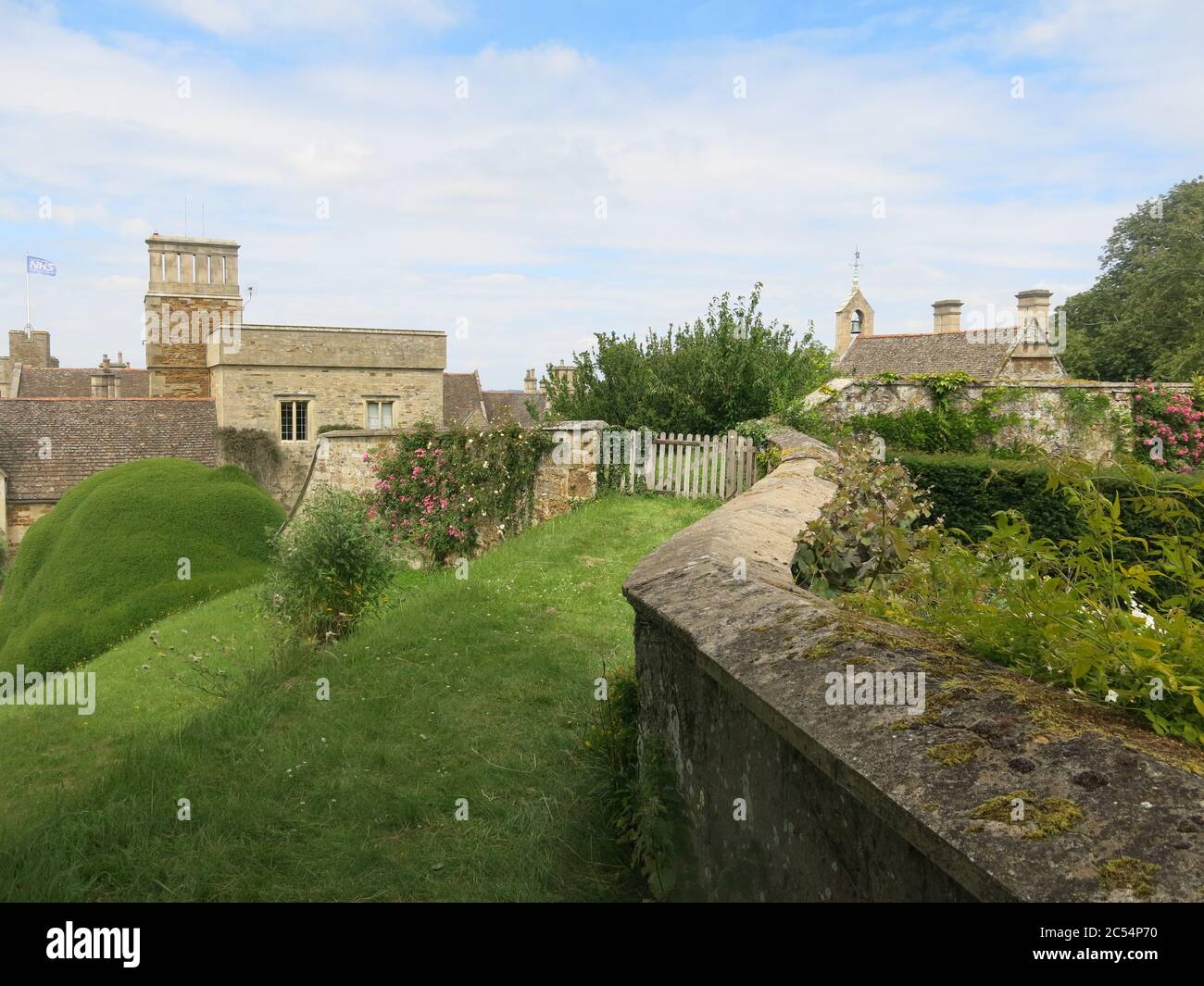 View looking along the ramparts at Rockingham Castle in ...