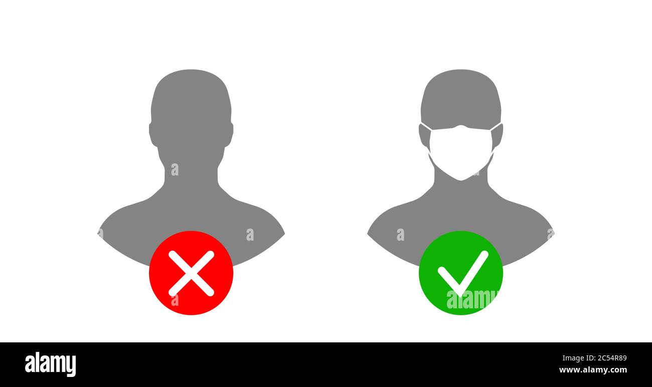 No Face Mask No Entry People with and without Face Mask Sign Stock ...