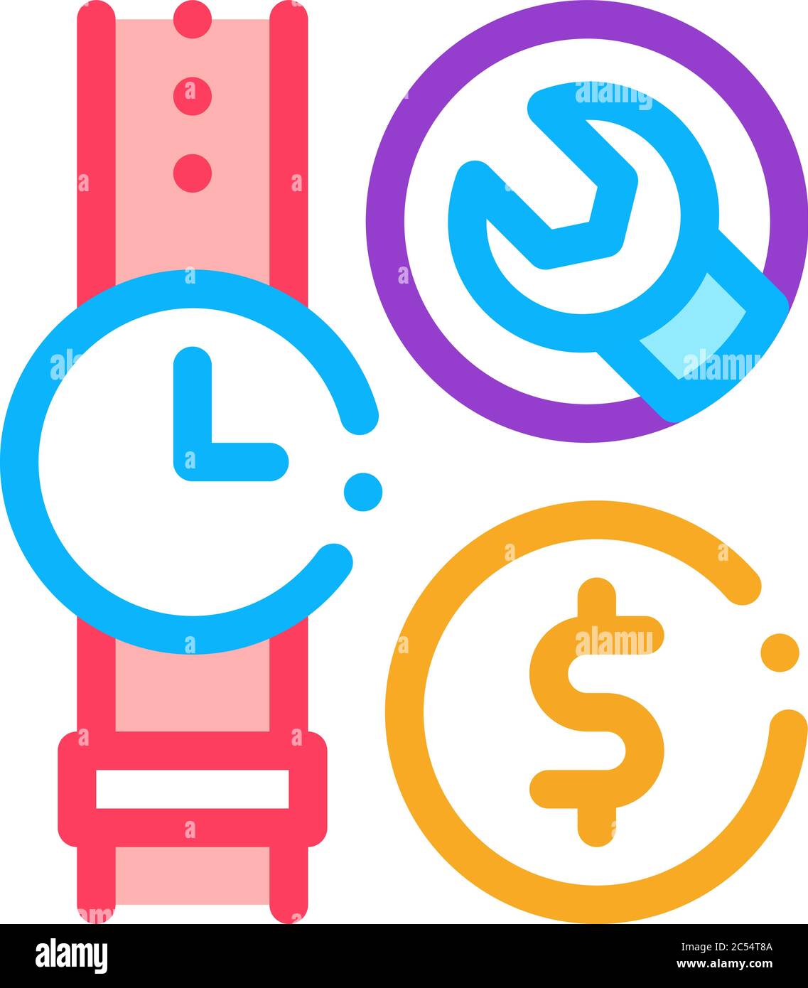 watch repair cost icon vector outline illustration Stock Vector Image ...