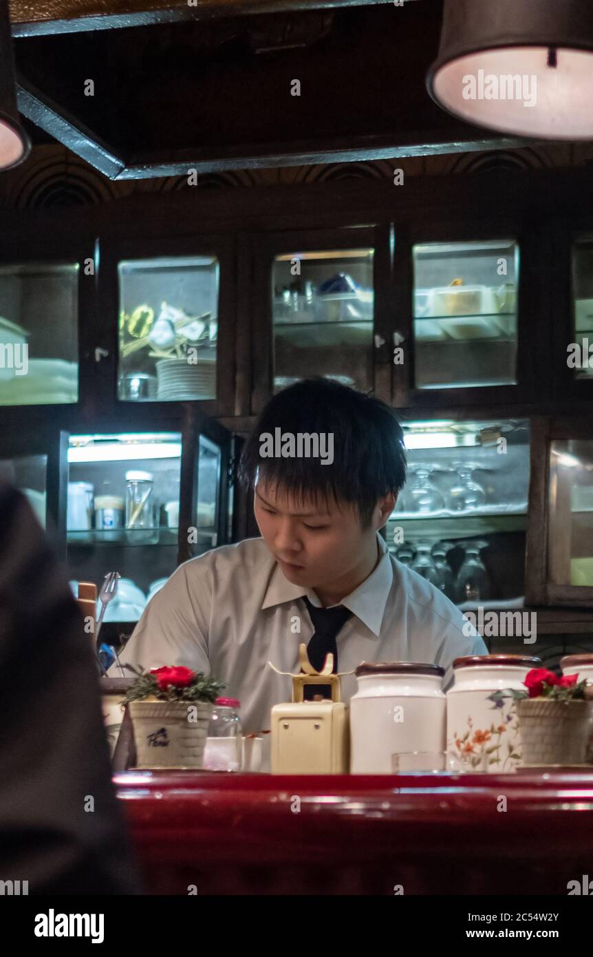 Male barista at a local coffee house in Shibuya Tokyo, Japan Stock ...