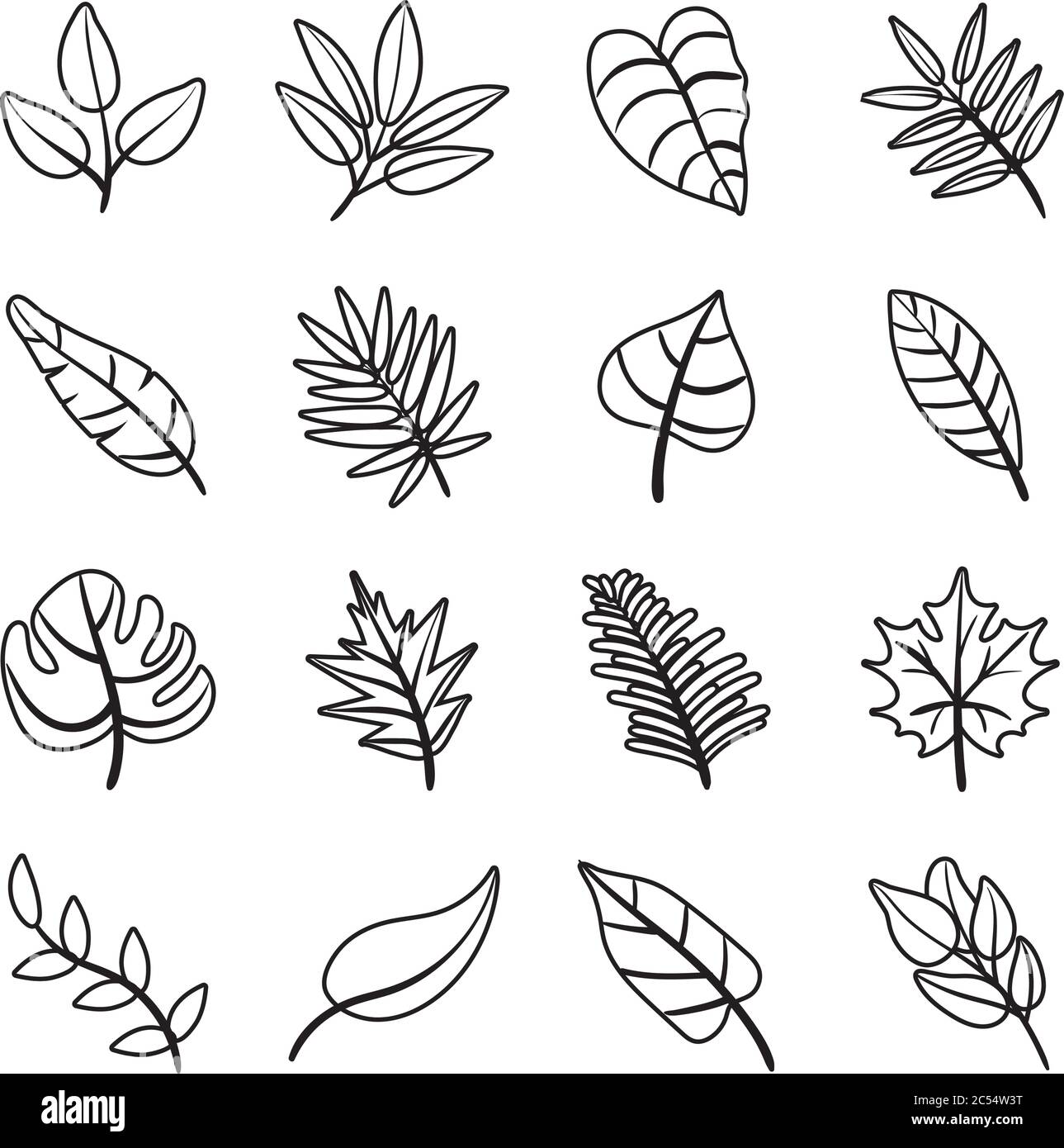 bundle of leafs plants set icons vector illustration design Stock ...