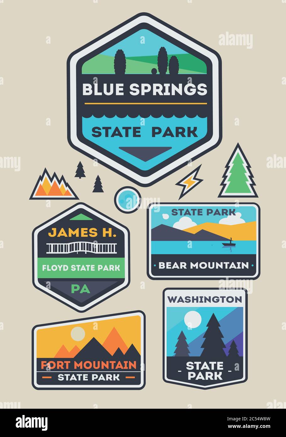 Set of state park and nature logo badges. vector illustration Stock ...