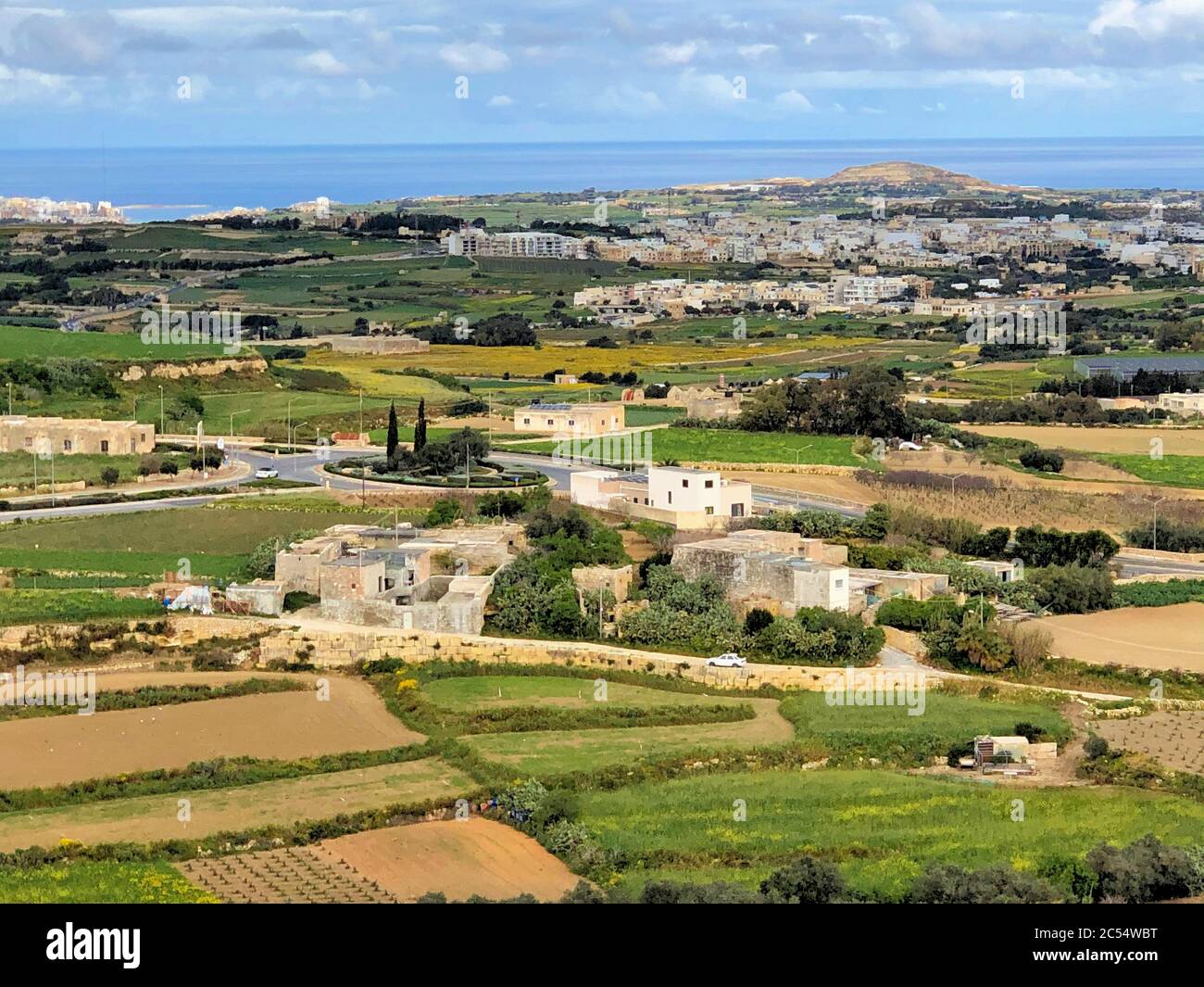 Landscape in Malta on a cloudy day from the walls of Mdina Stock Photo ...