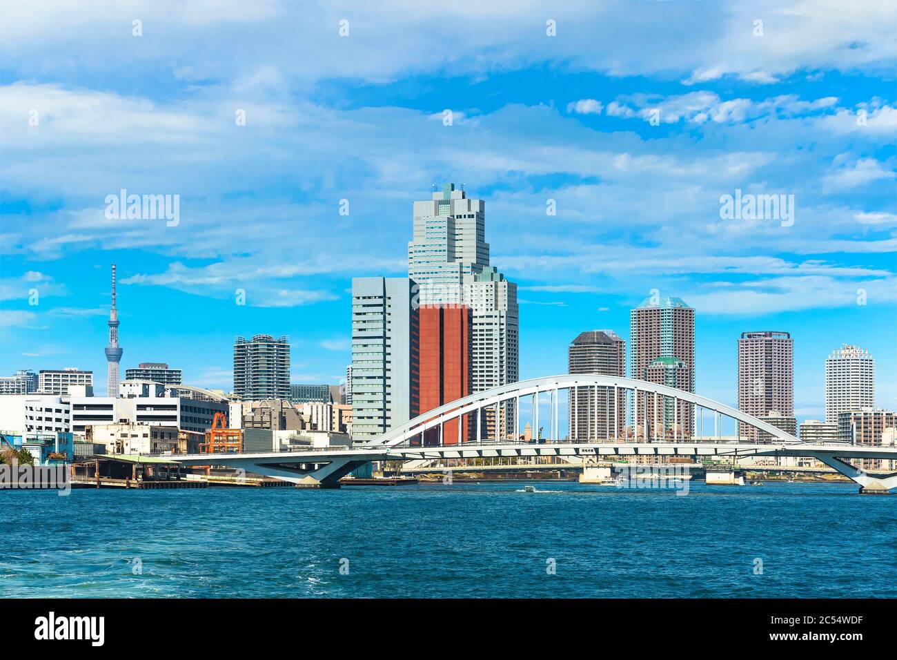 tokyo, japan - march 15 2020: Arch bridge of Tsukiji Ohashi on the ...