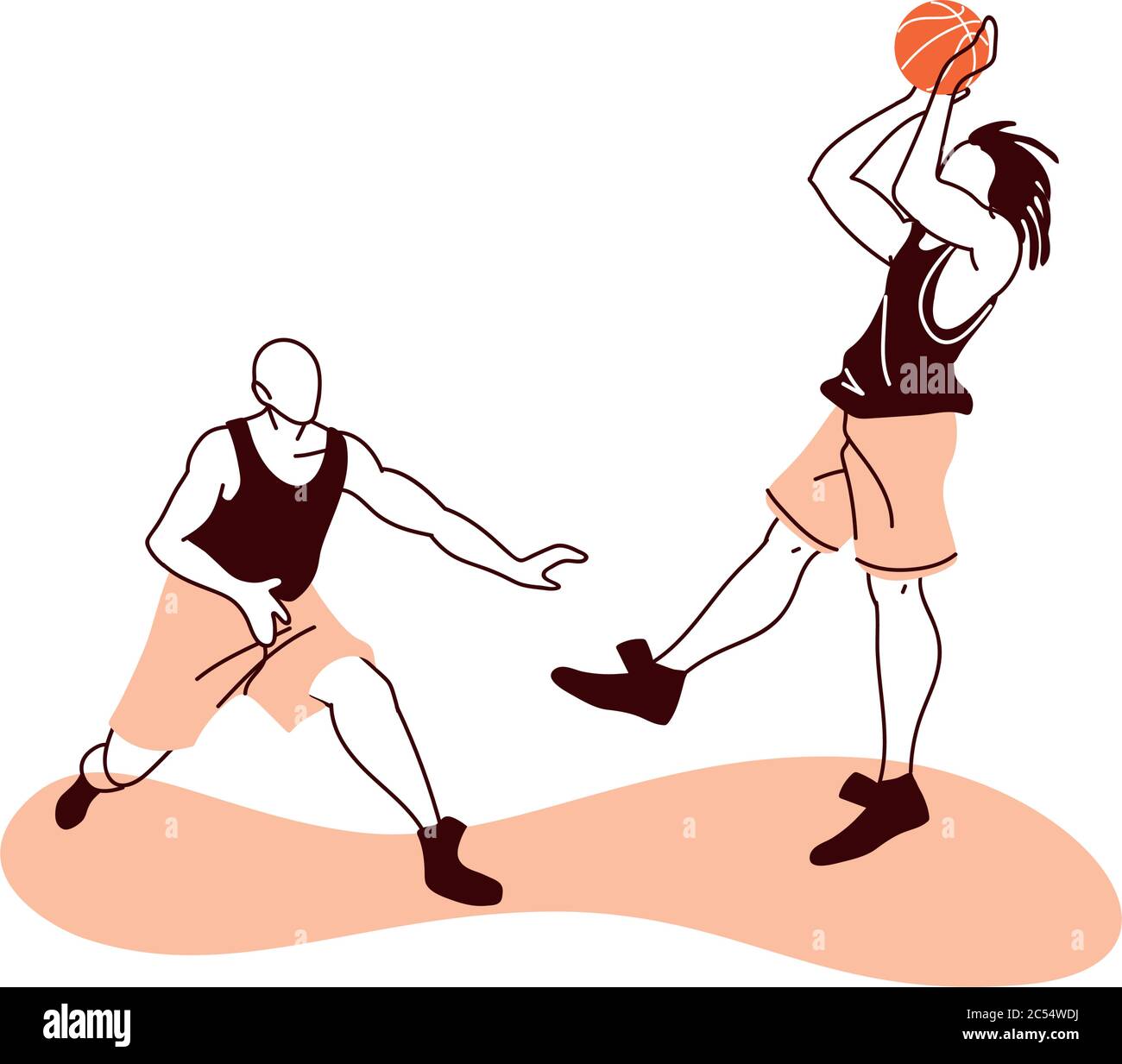 Two players men with ball design, Basketball sport hobby competition ...